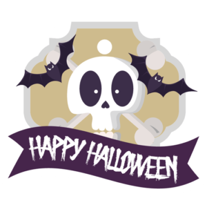 Happy Halloween Skull And Bats Sticker - Just Stickers : Just Stickers